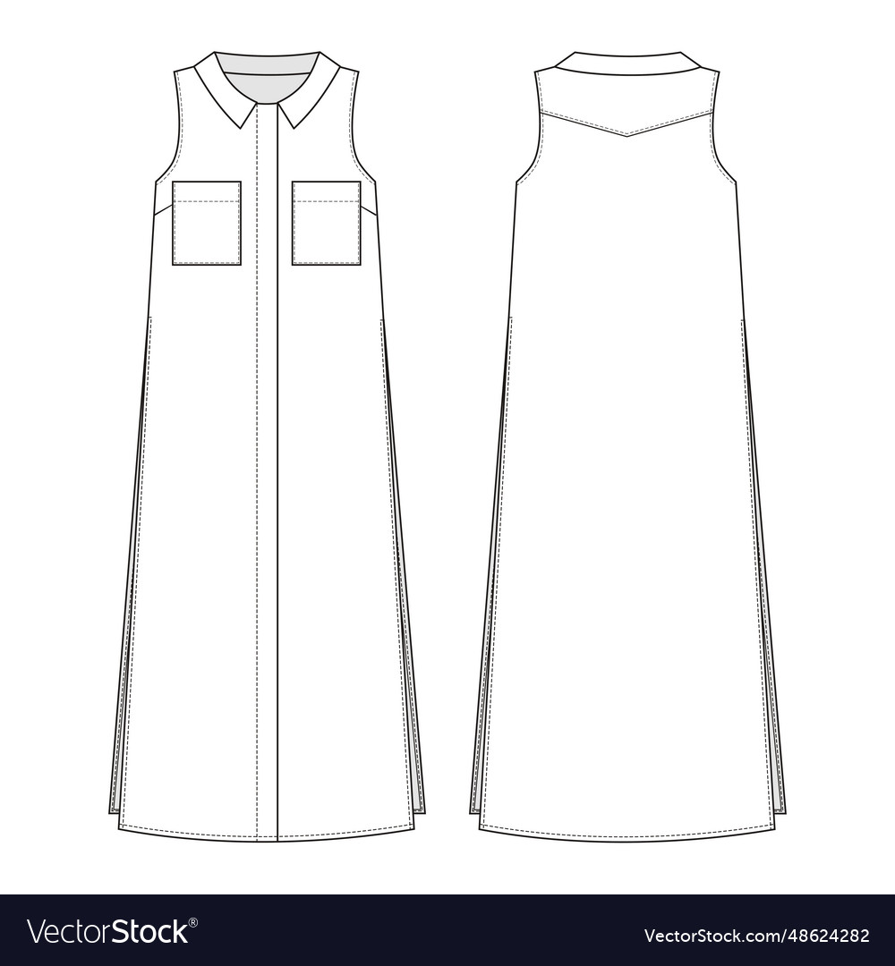 Collared long tunic Royalty Free Vector Image - VectorStock