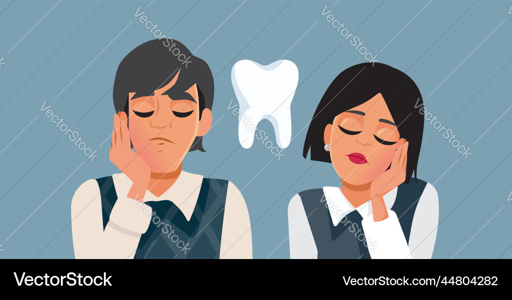 Couple suffering from toothache cartoon Royalty Free Vector