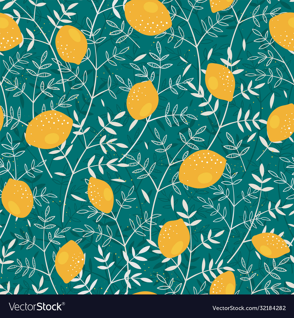 Cute hand drawn lemon seamless pattern fresh Vector Image