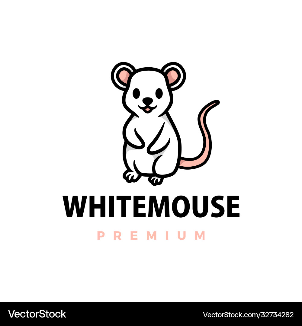 Cute white mouse cartoon logo icon Royalty Free Vector Image