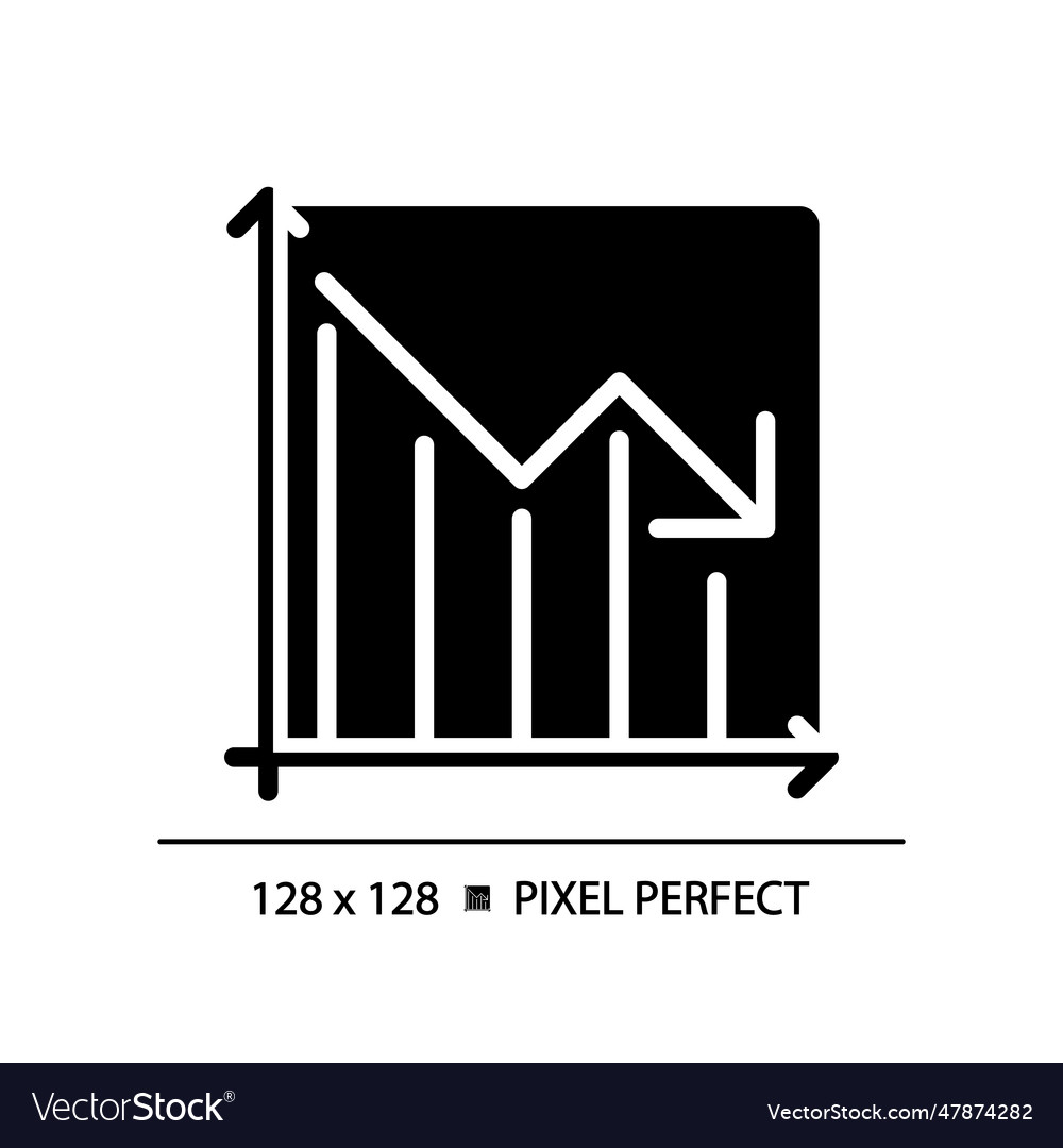 Decrease graph black glyph icon Royalty Free Vector Image