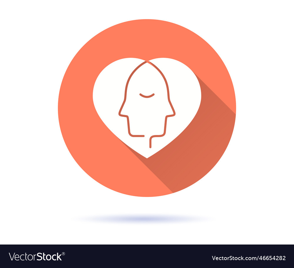 Empathy icon with long shadow for graphic and web Vector Image
