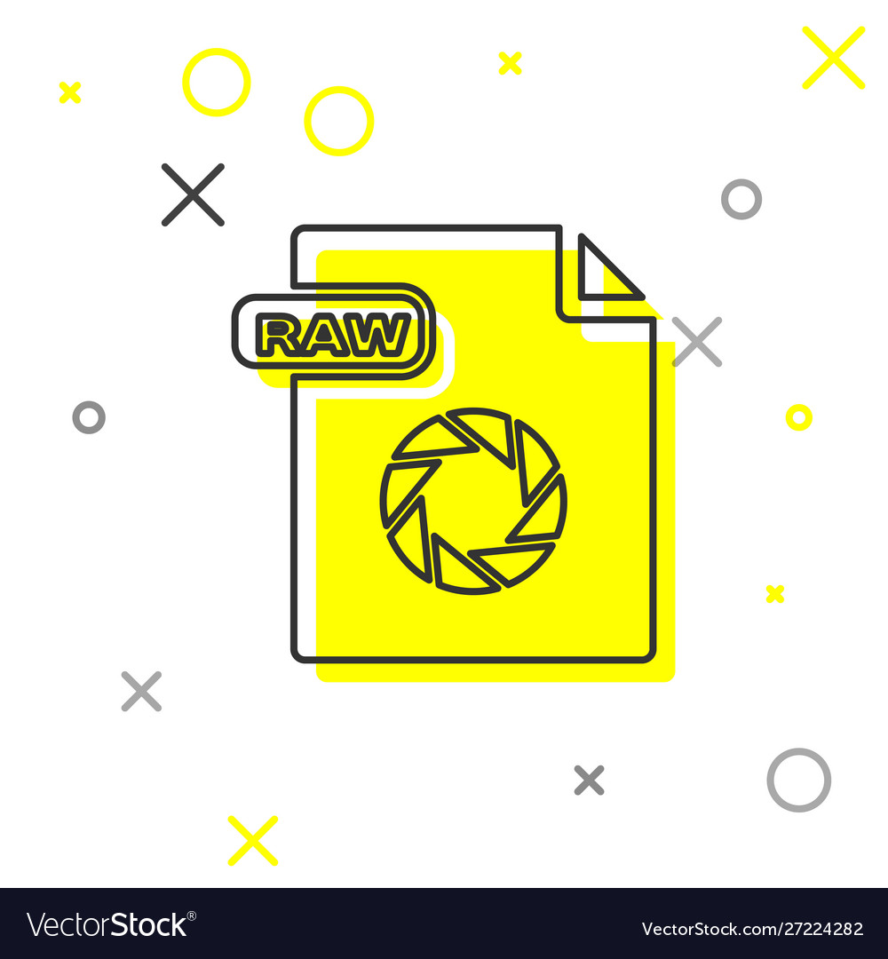 Grey line raw file document download raw button Vector Image