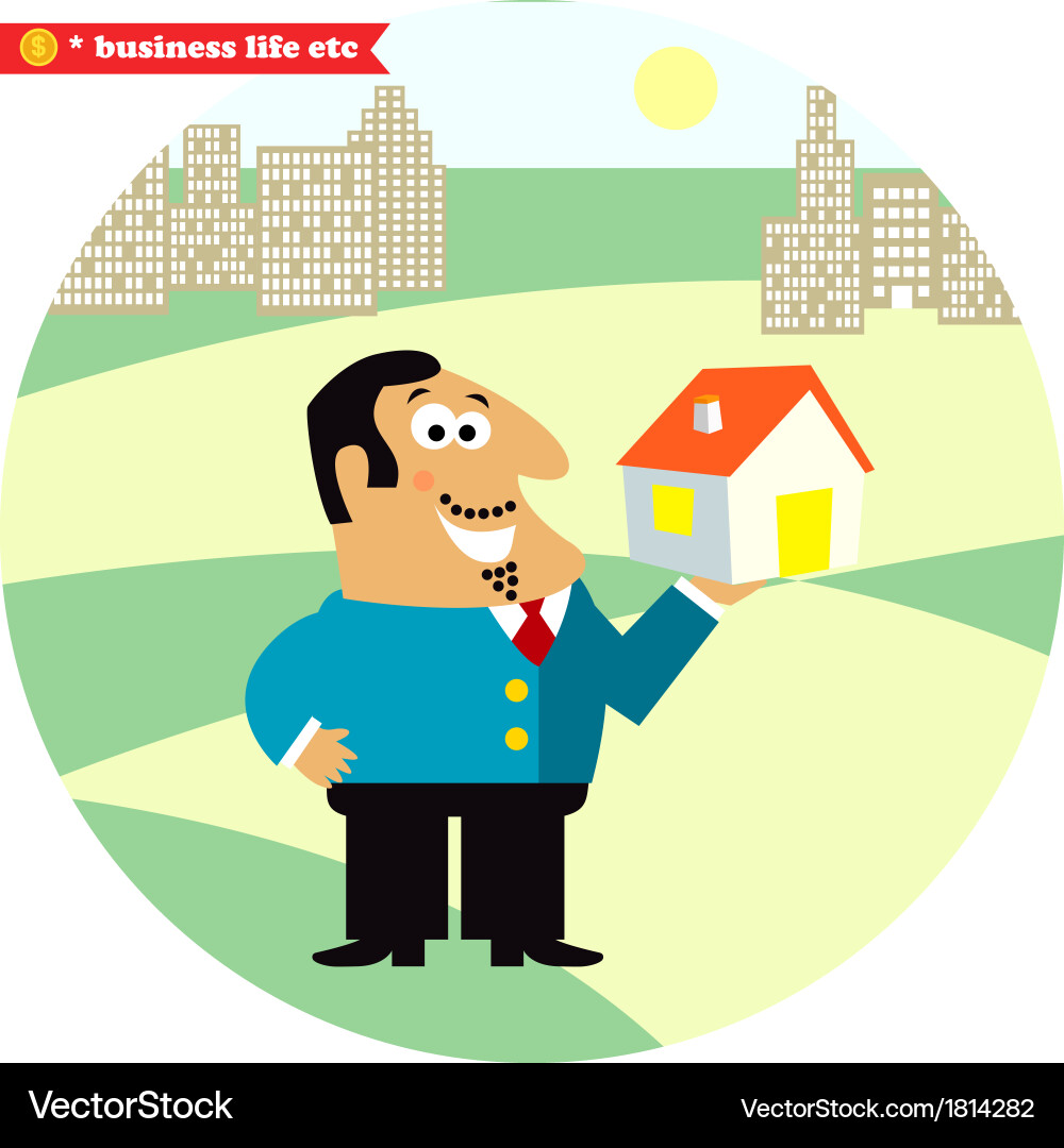 Happy director with new building Royalty Free Vector Image