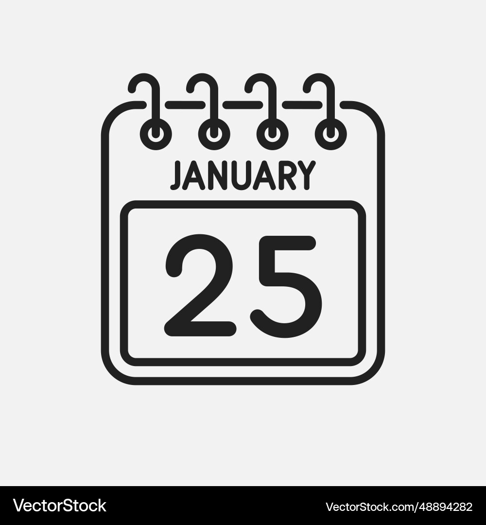 Icon page calendar day - 25 january Royalty Free Vector