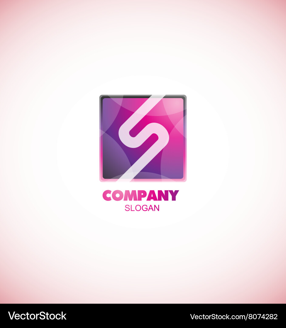 Letter s pink square logo purple Royalty Free Vector Image
