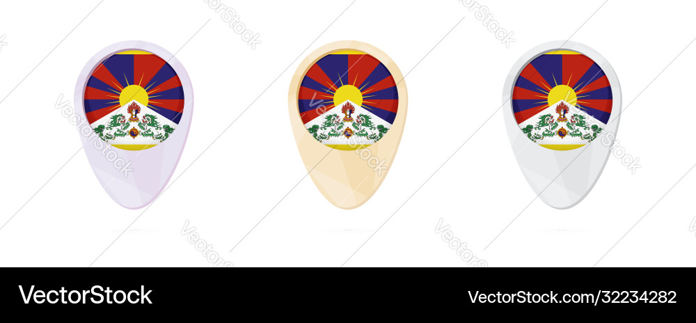 Map markers with flag tibet 3 color versions Vector Image
