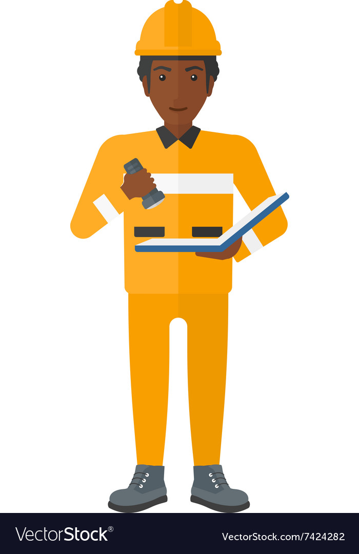 Miner checking documents Royalty Free Vector Image