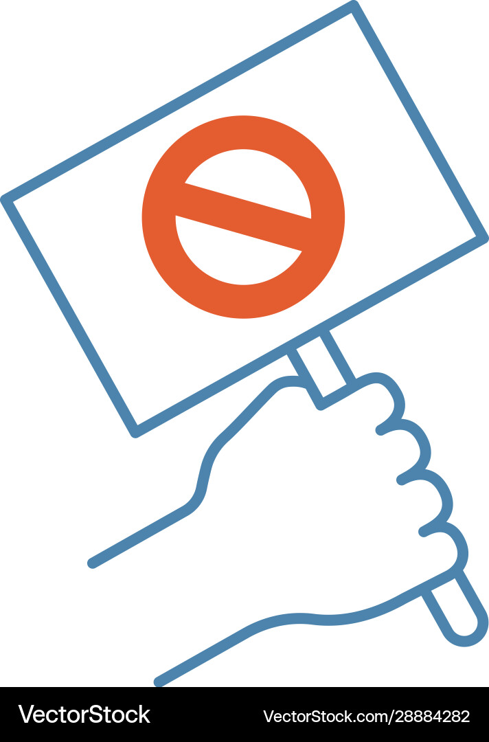 Protest banner in hand color icon Royalty Free Vector Image