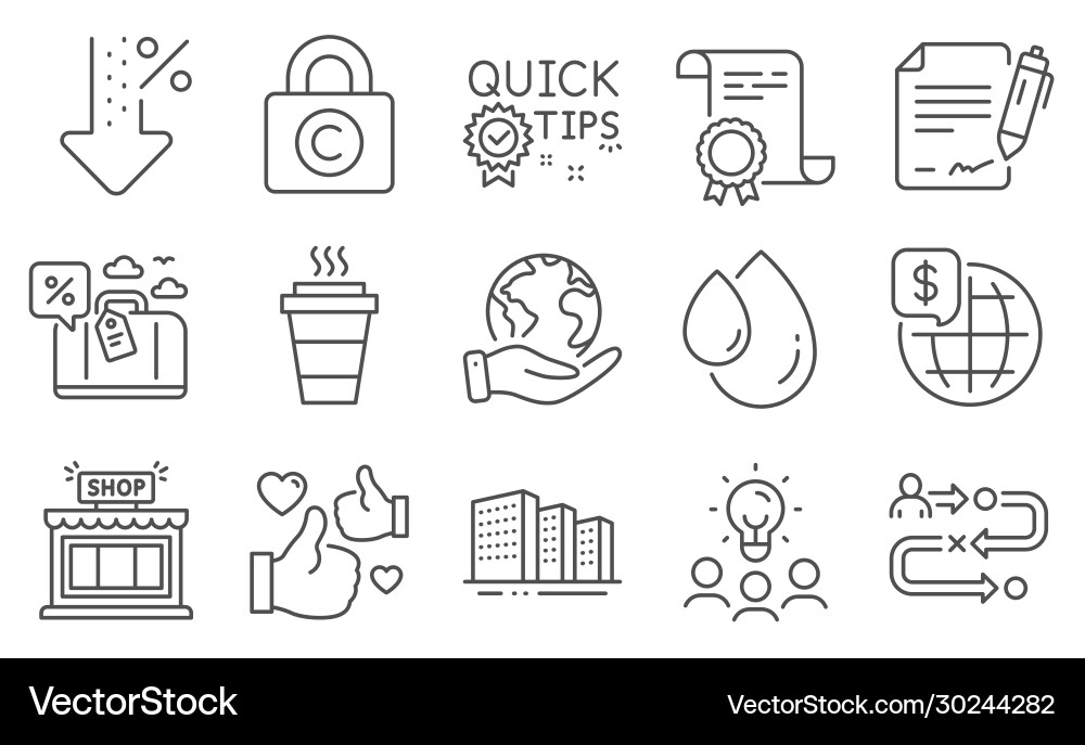 Set business icons such as signing document Vector Image