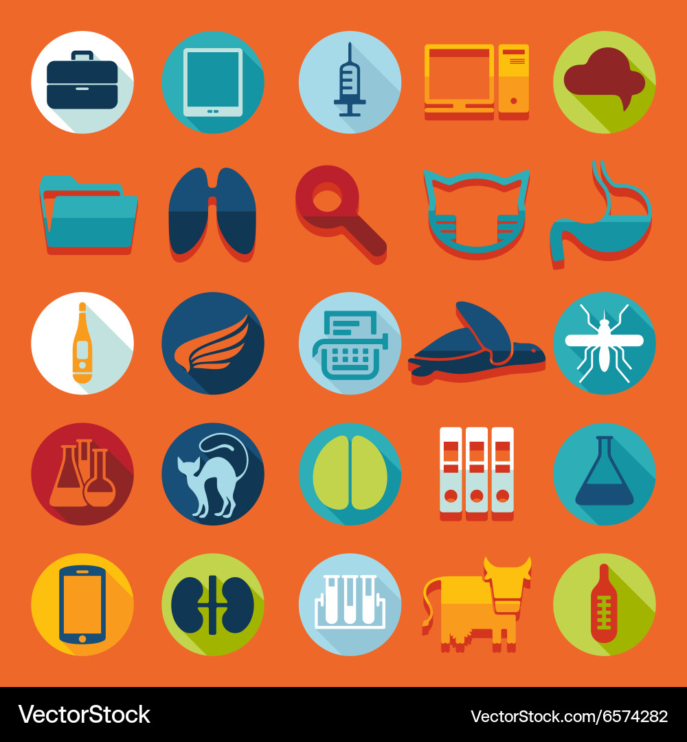 Set of veterinary flat icons Royalty Free Vector Image