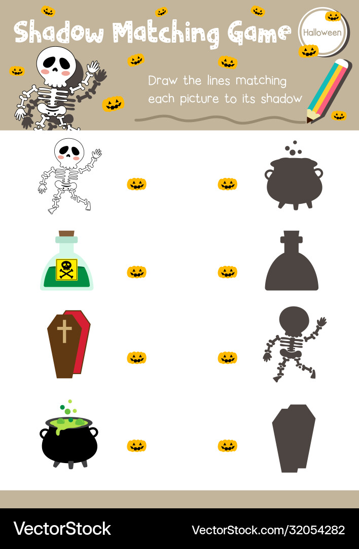 Shadow matching game halloween 9 Royalty Free Vector Image