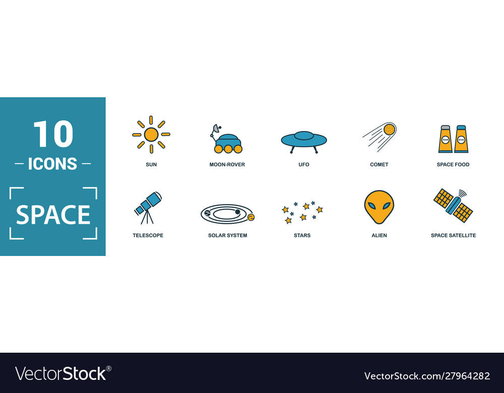 Space icon set include creative elements earth Vector Image