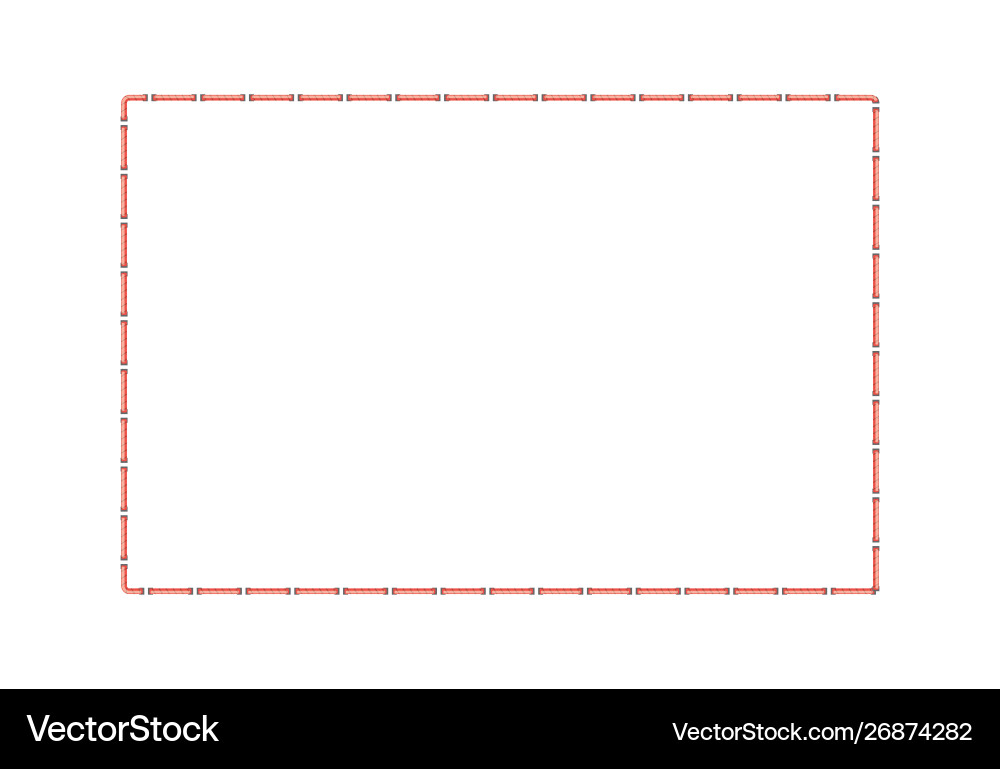 Stitched square border or sewing seams frame the Vector Image