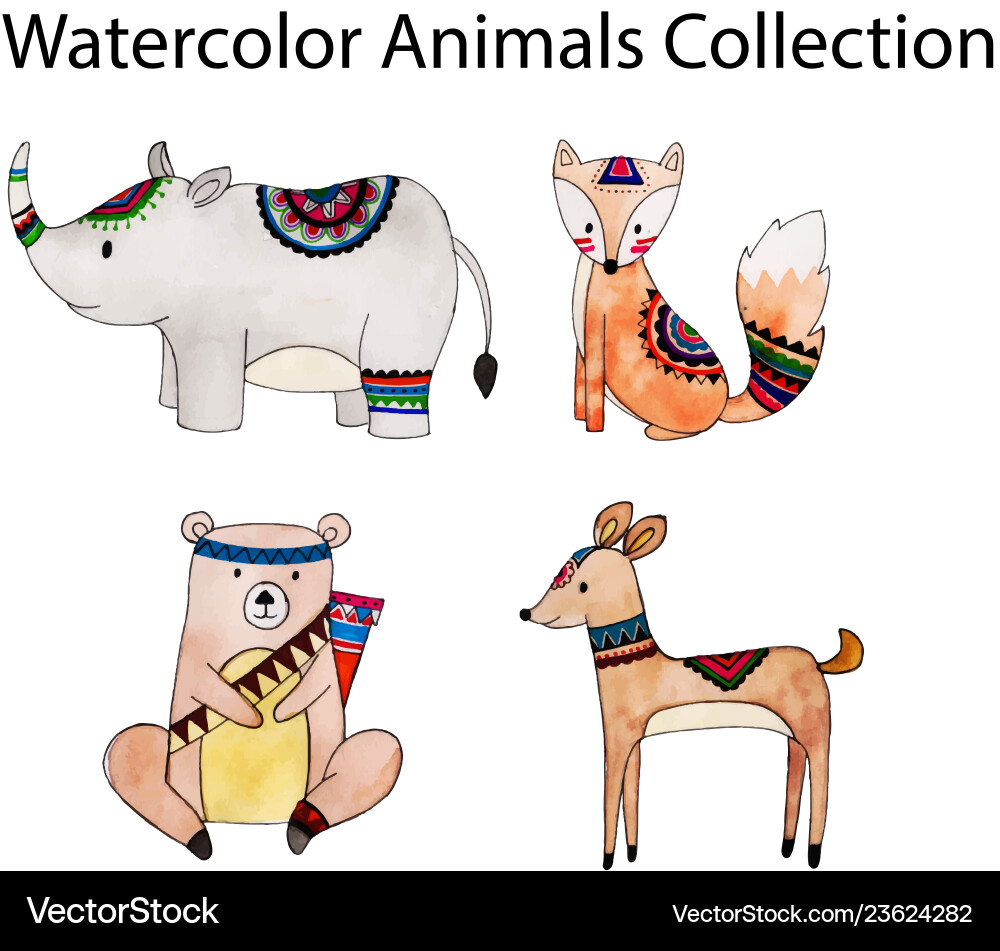 Watercolor cartoon collection Royalty Free Vector Image