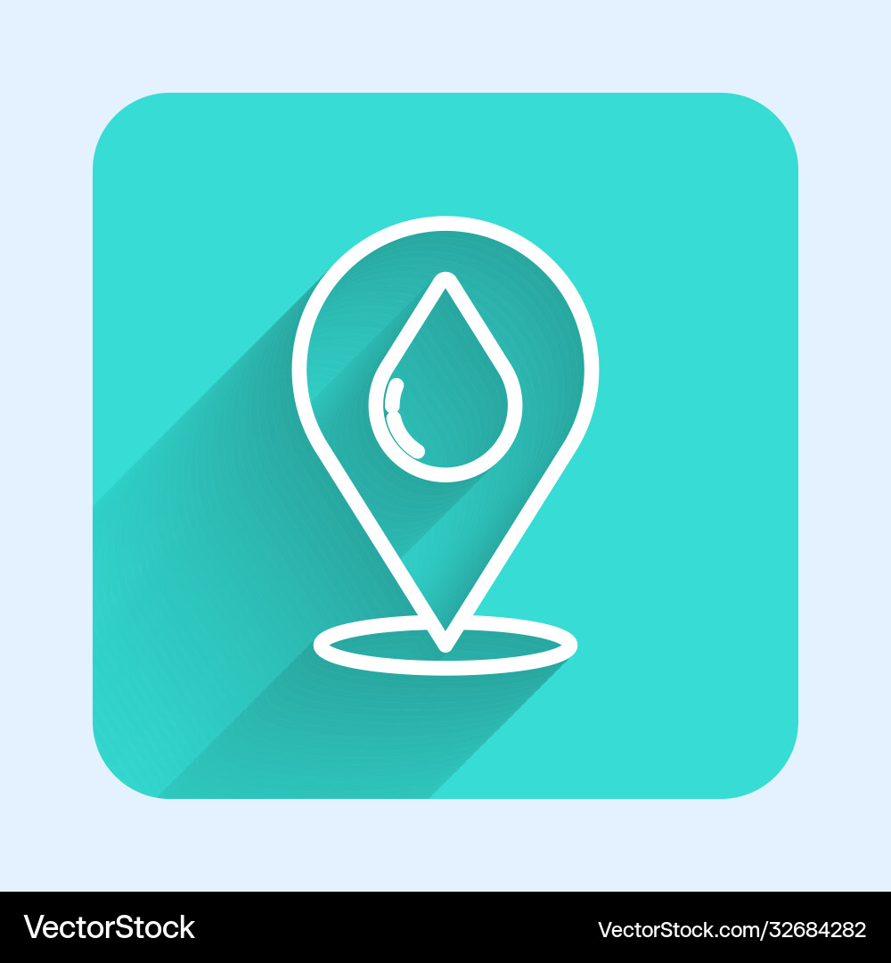 White line water drop with location icon isolated Vector Image