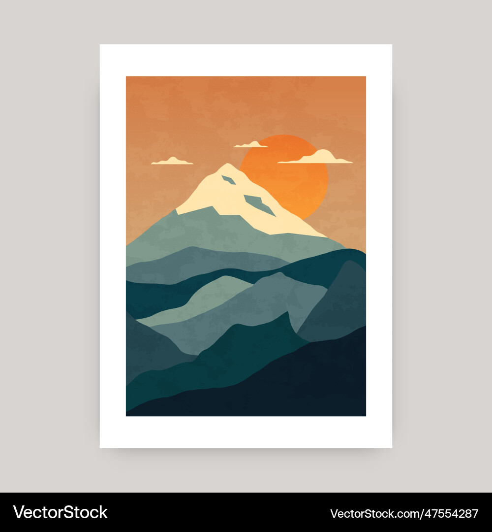 Abstract mountain landscape poster contemporary Vector Image