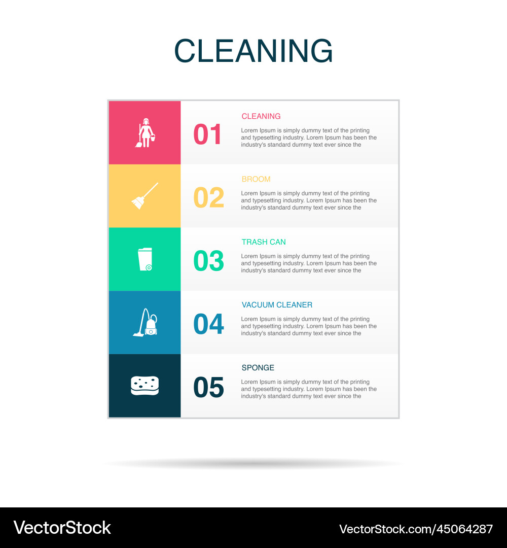 Cleaning broom trash can vacuum cleaner sponge Vector Image