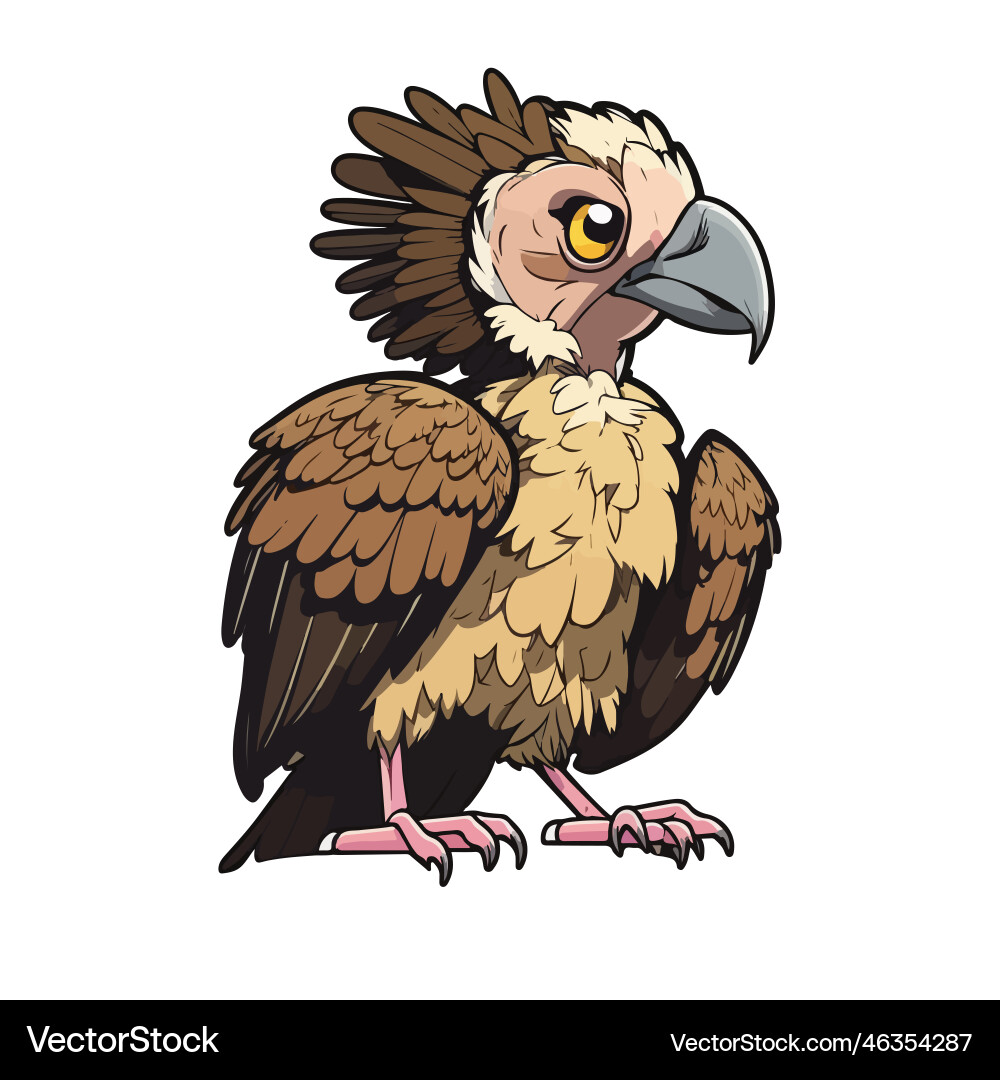 Cute vulture cartoon style Royalty Free Vector Image