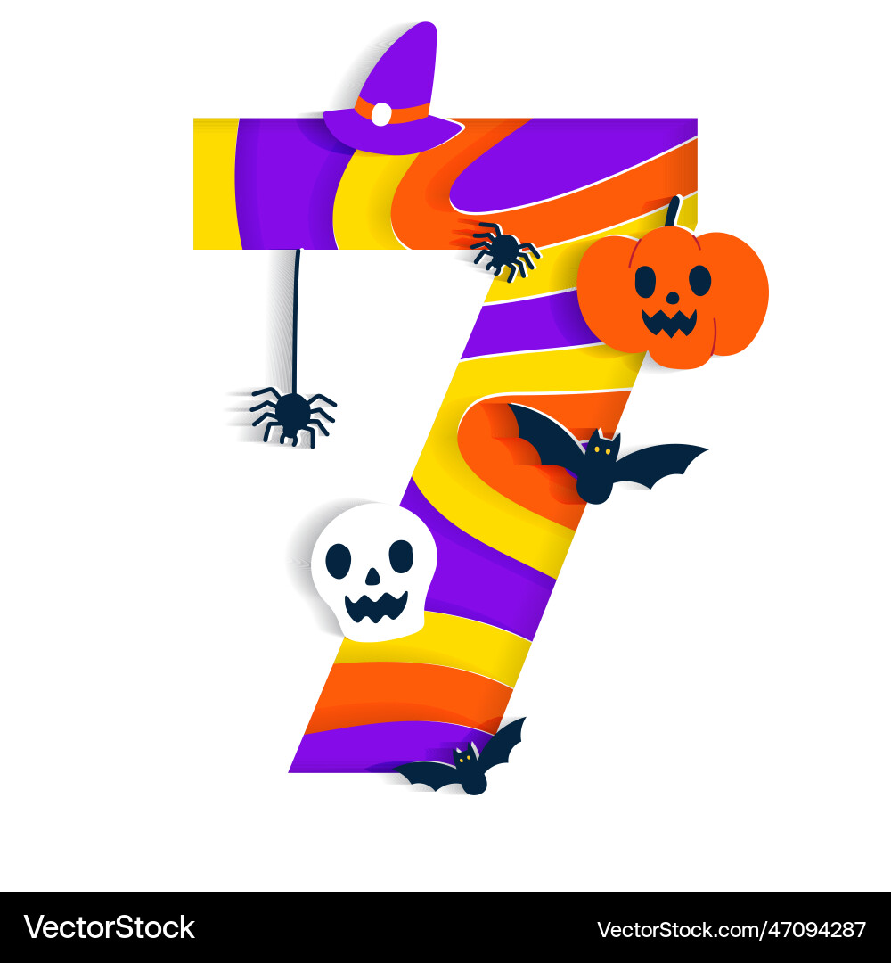Happy halloween 7 seven numeral numeric party Vector Image