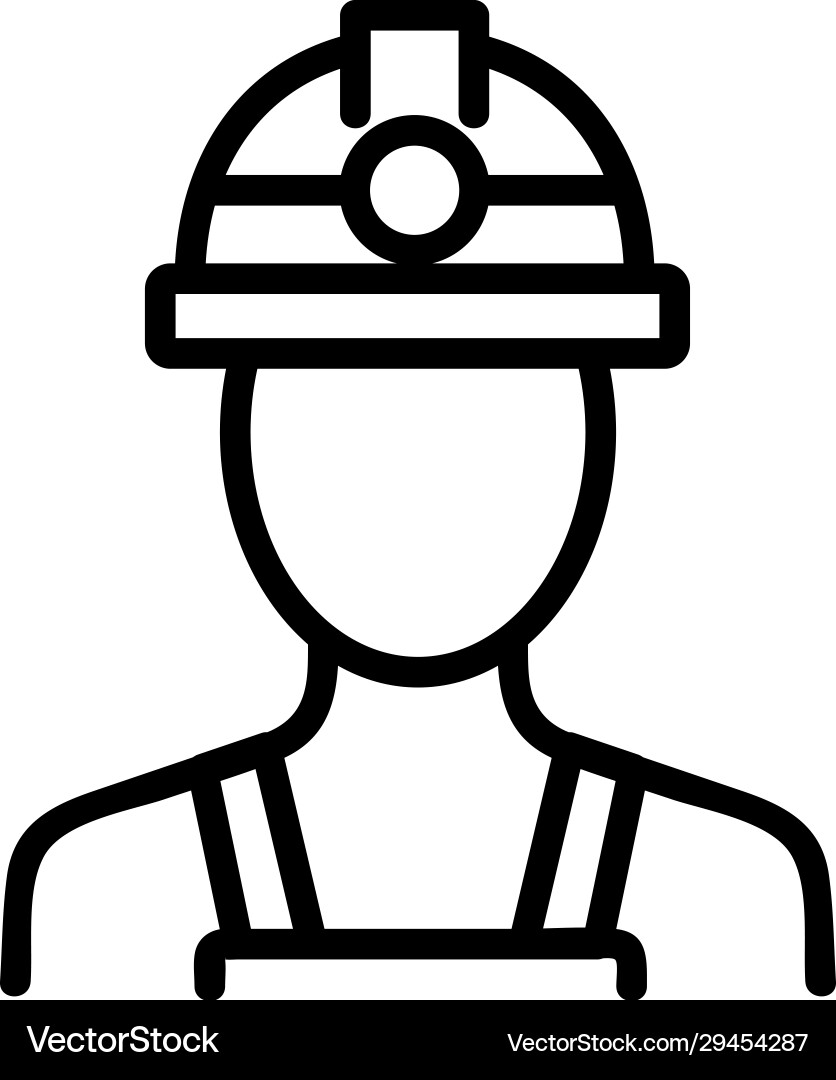 Miner icon isolated contour symbol Royalty Free Vector Image