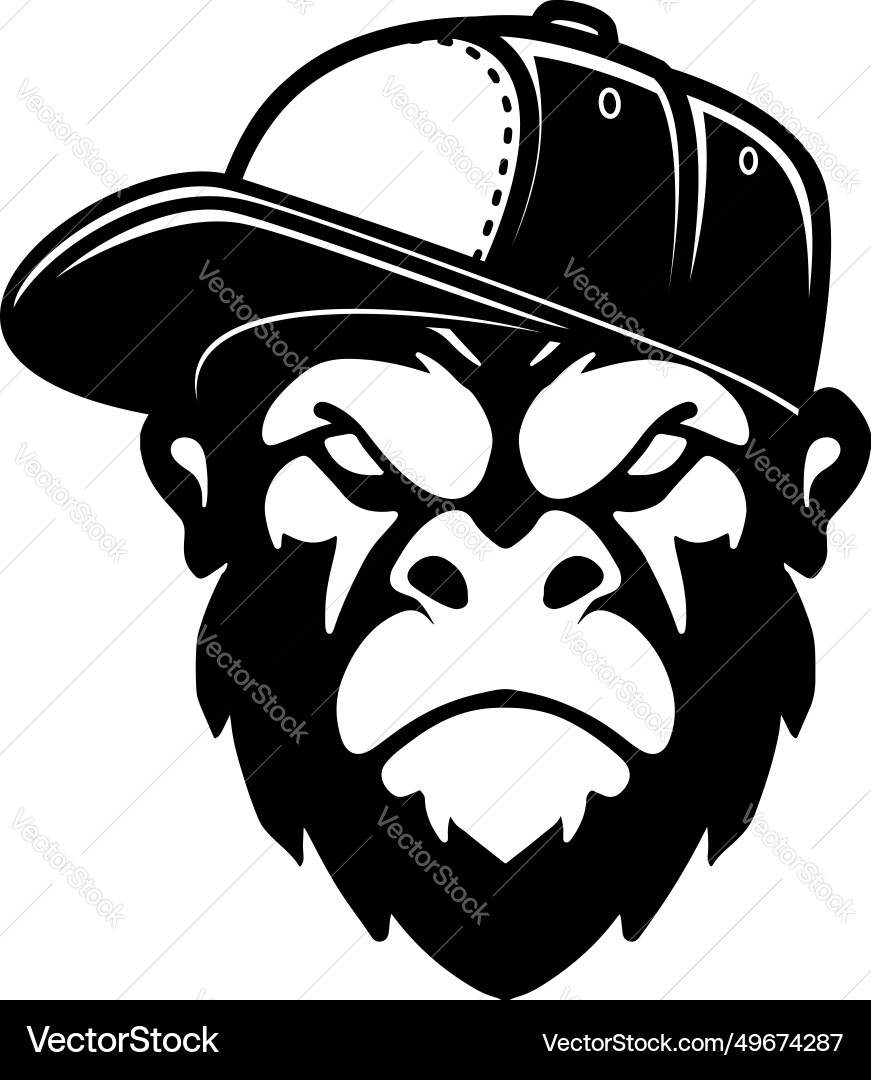Monkey in a cap design element for t shirt poster Vector Image