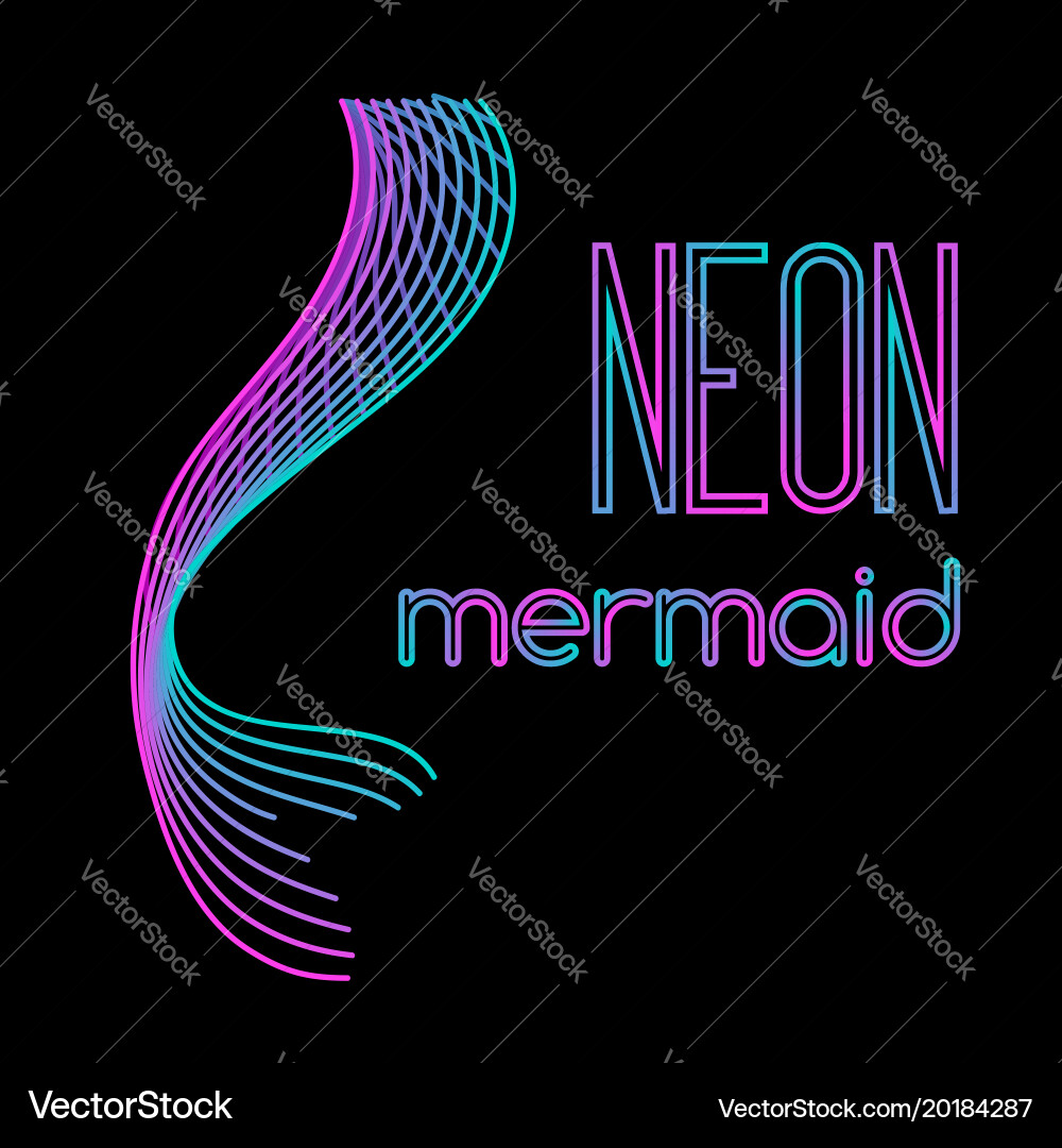 Neon mermaid tail made of parallel lines Vector Image