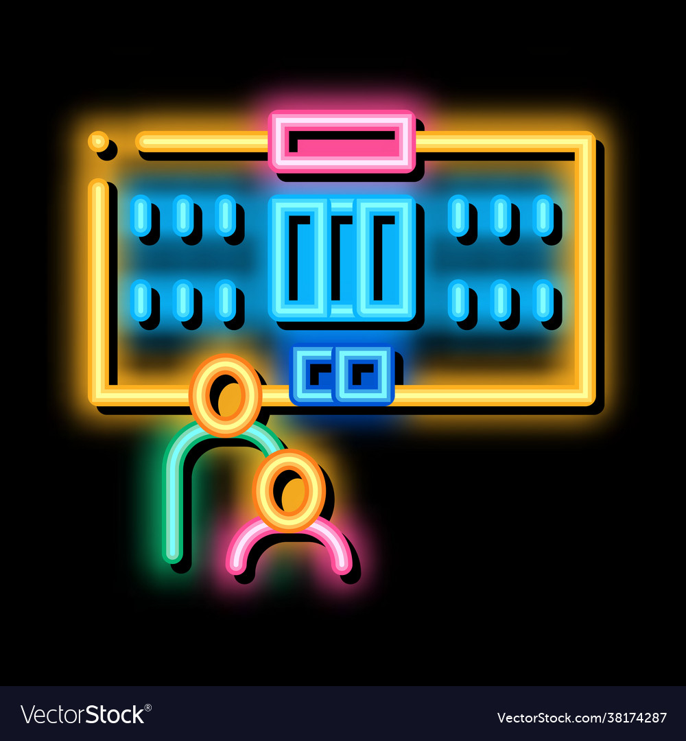 Preschool building neon glow icon Royalty Free Vector Image