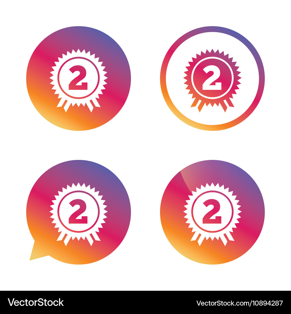Second place award sign icon prize for winner Vector Image