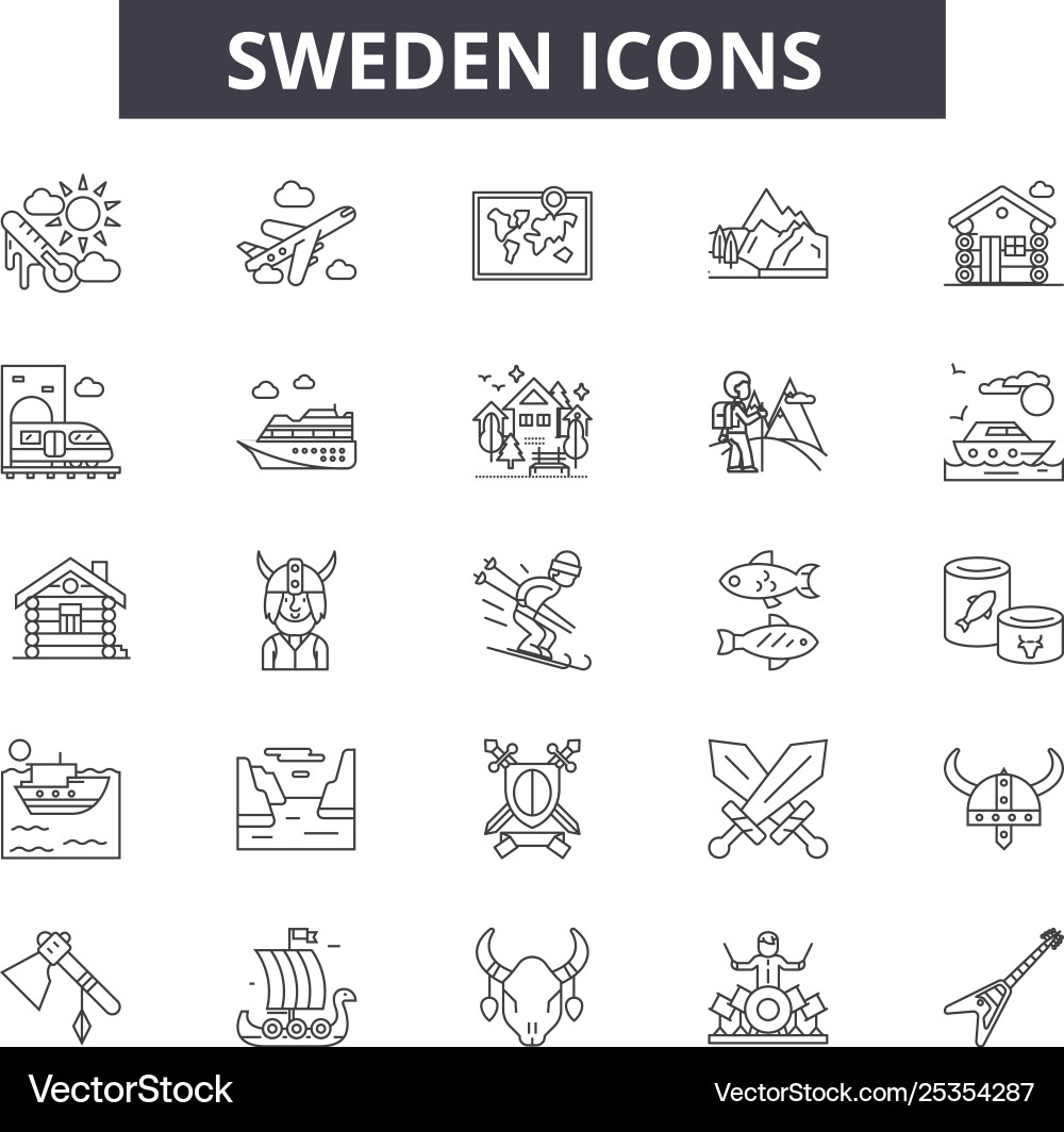 Sweden line icons signs set linear Royalty Free Vector Image