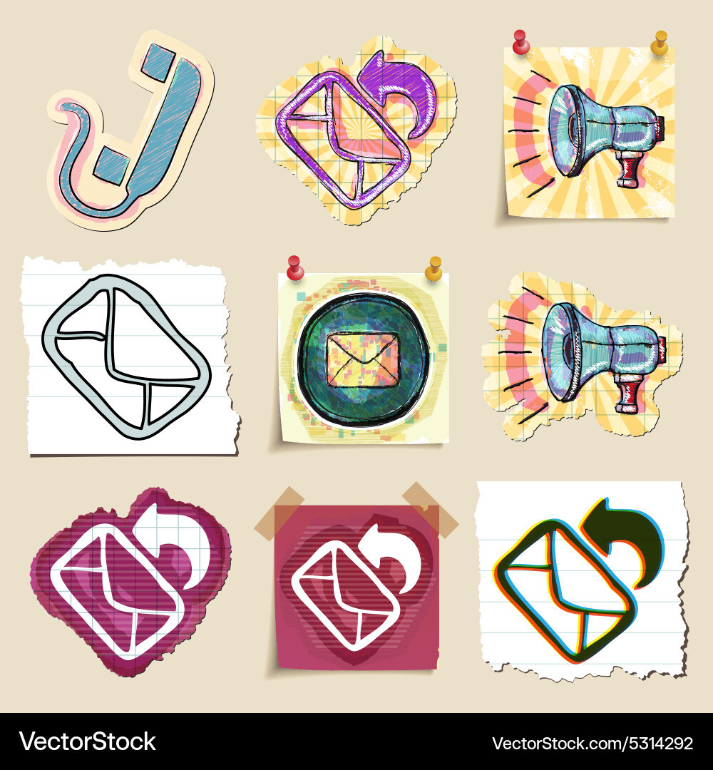 Communication icons set hand drawn and isolated Vector Image