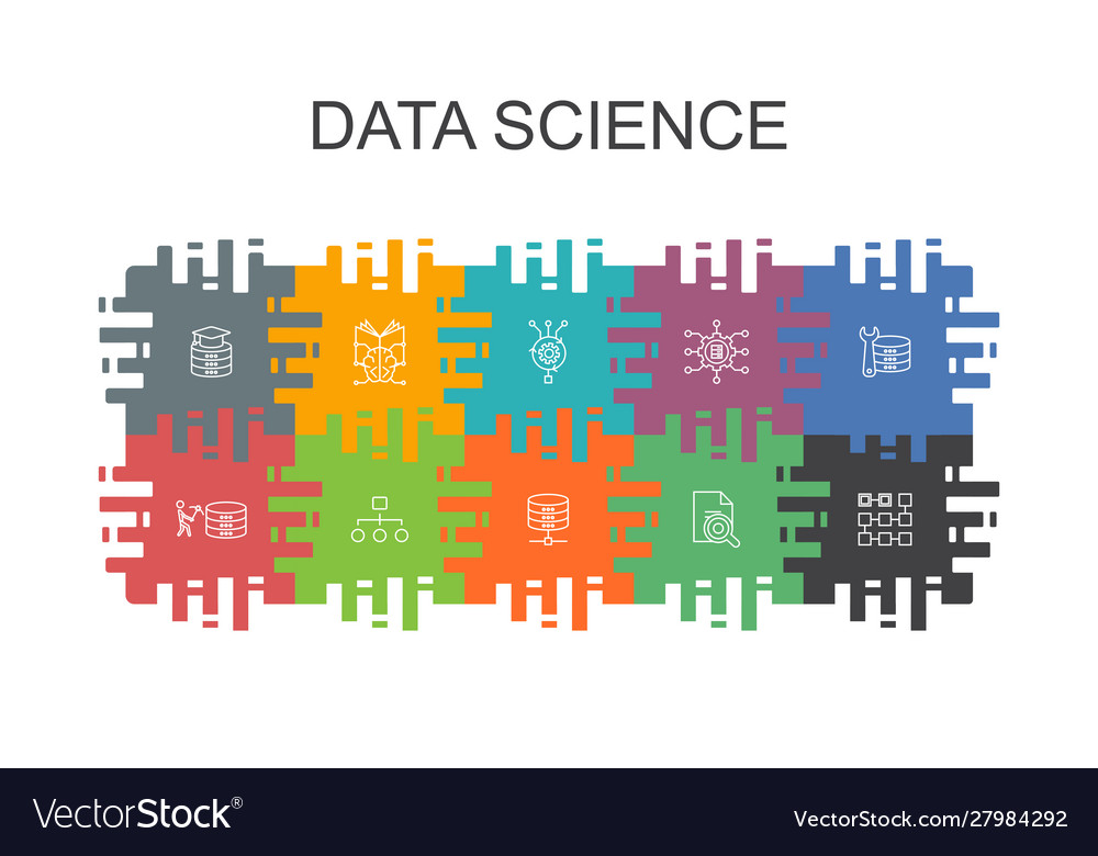 Data science cartoon template with flat elements Vector Image