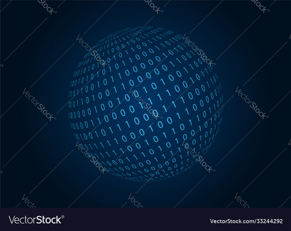 Digital binary code sphere blue background Vector Image