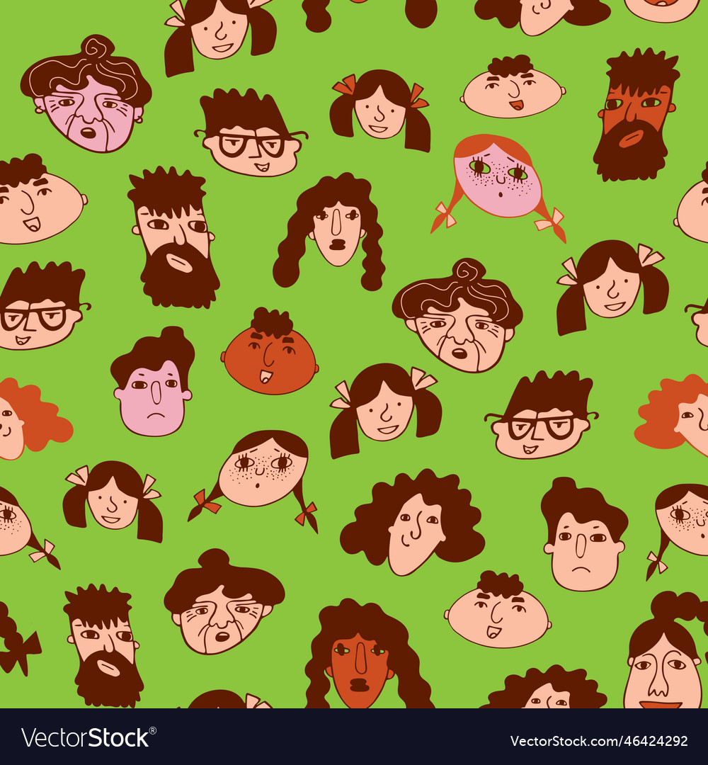 Funny seamless pattern with different faces Vector Image