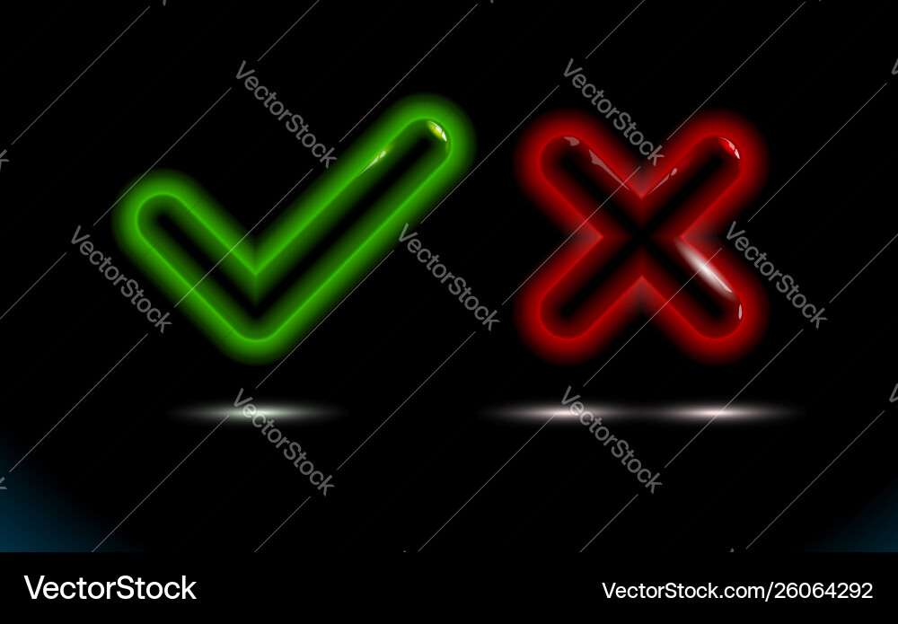 Glossy realistic green backlit glass checkmark Vector Image