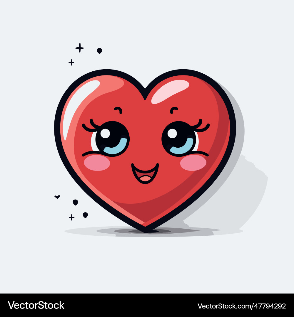 Heart hand-drawn comic heart doodle style cartoon Vector Image