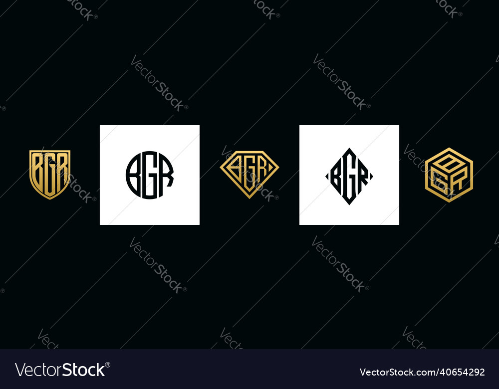 Initial letters bgr logo designs bundle Royalty Free Vector