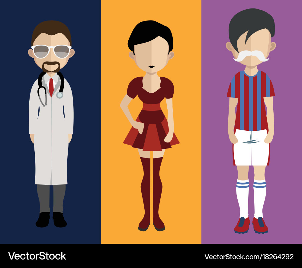 People avatar with full body and torso variations Vector Image