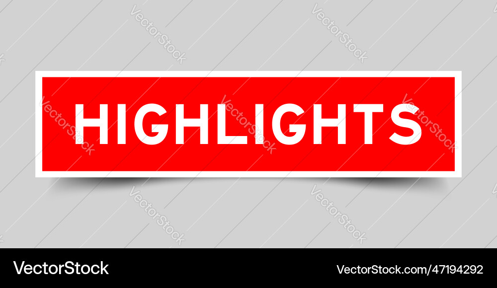 Red color square shape sticker label with word Vector Image