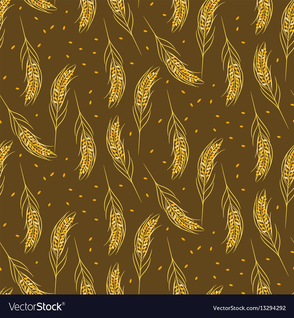 Rye spike seamless pattern Royalty Free Vector Image