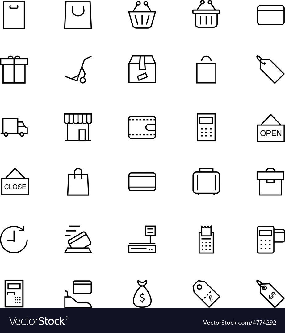 Shopping and commerce line icons 1 Royalty Free Vector Image