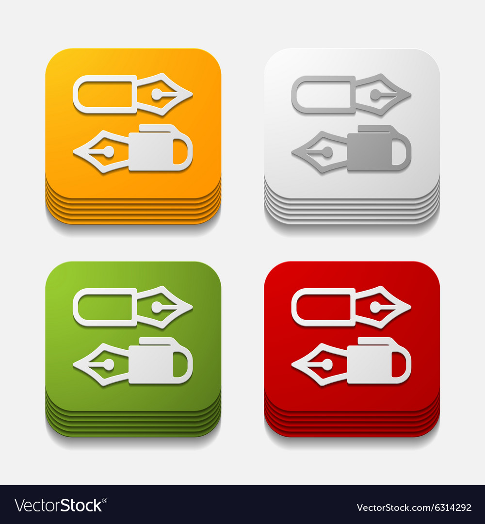 Square button pen Royalty Free Vector Image - VectorStock