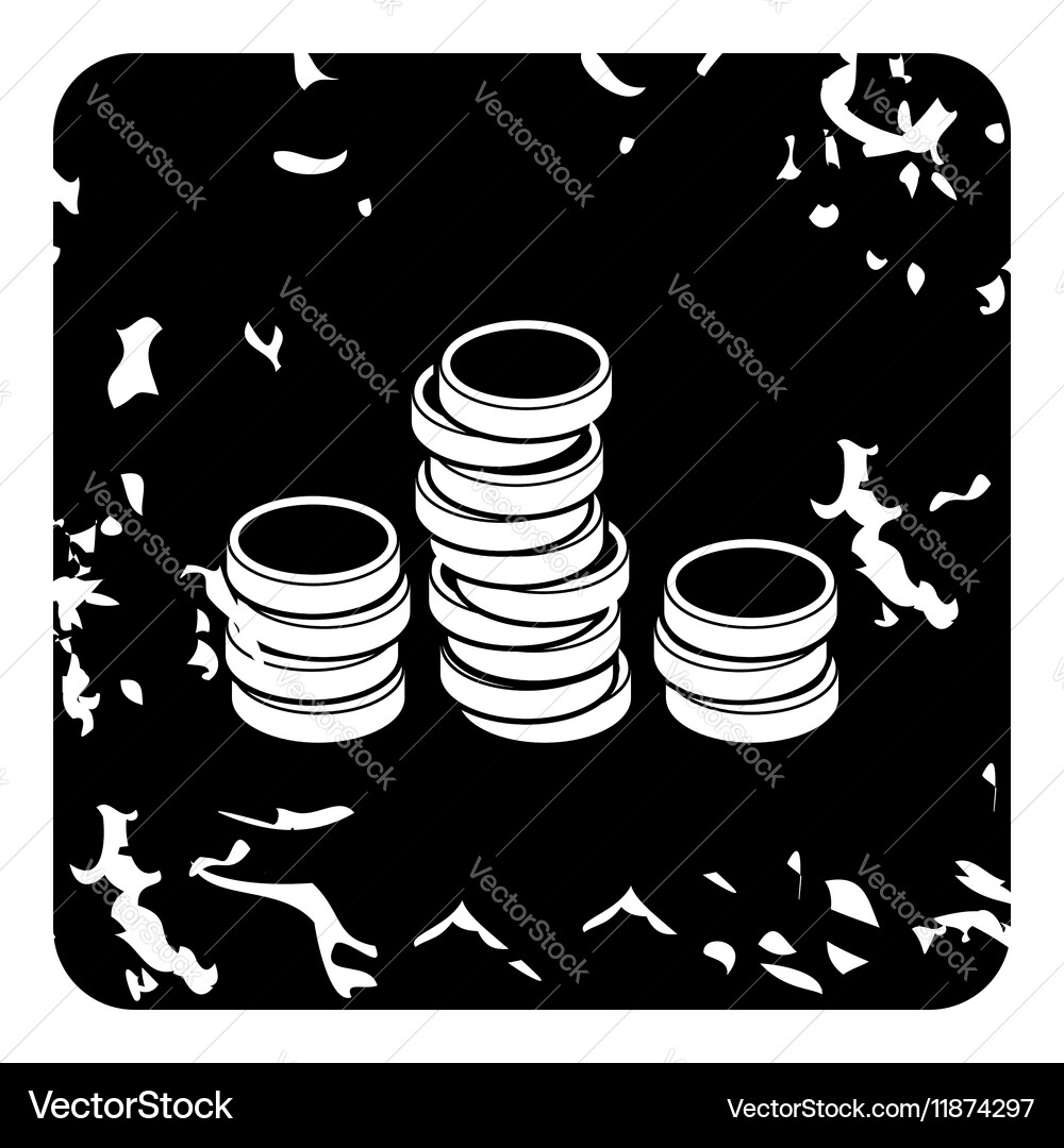 Coins icon grunge style Royalty Free Vector Image