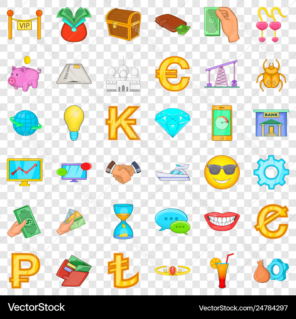 Crrency icons set cartoon style Royalty Free Vector Image