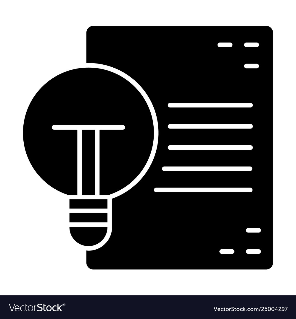Document and light bulb solid icon idea paper Vector Image