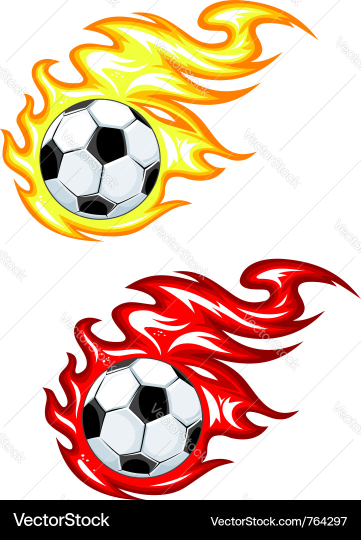 Footballs with flames Royalty Free Vector Image