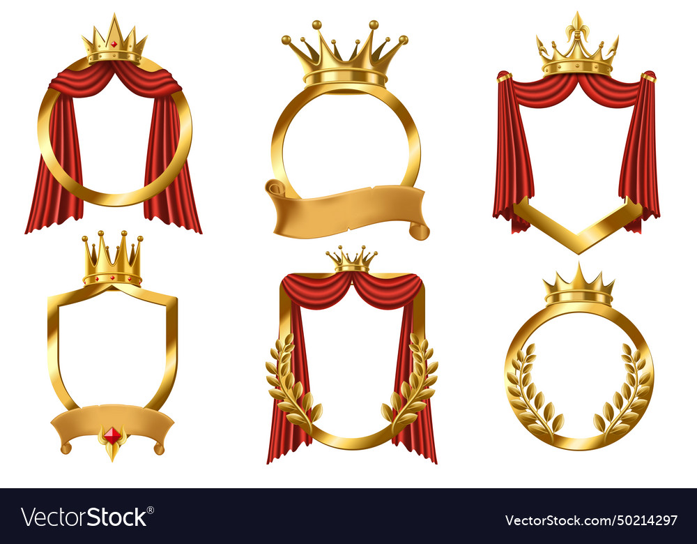 Golden crowned frame premium emblem mockup Vector Image Golden crowned frame premium emblem mockup Vector Image