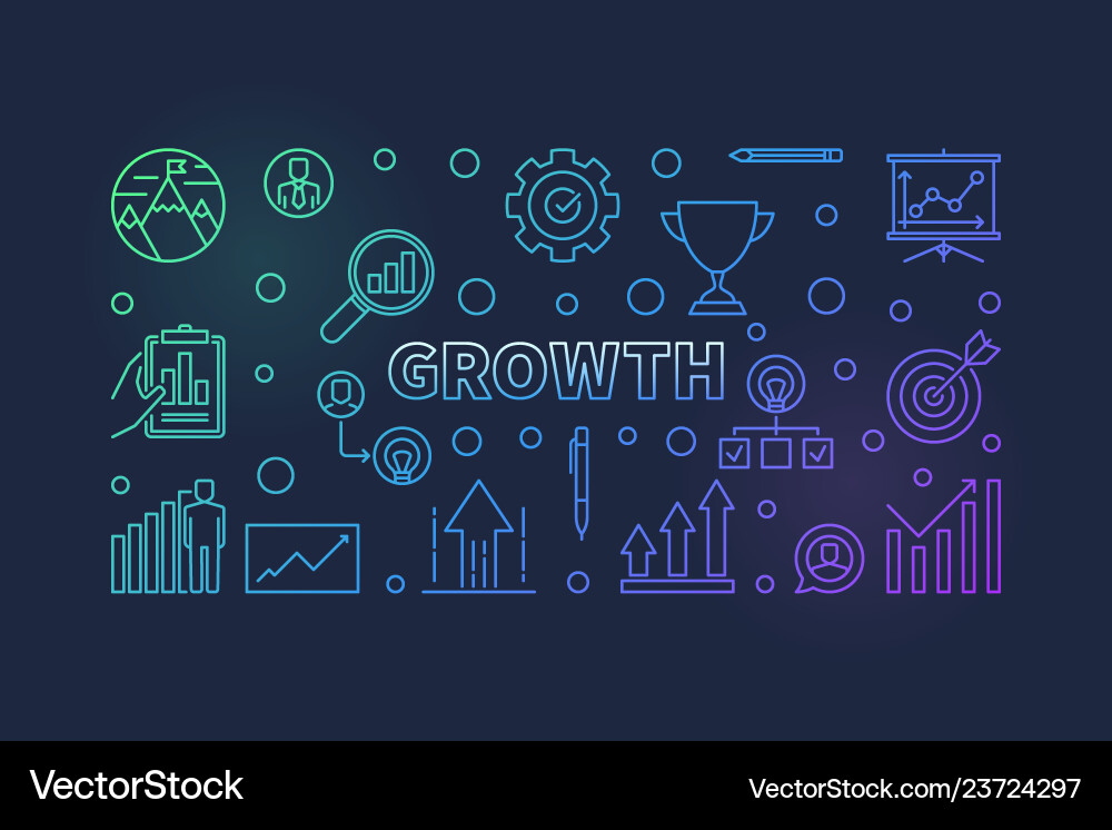 Growth colorful horizontal outline Royalty Free Vector Image