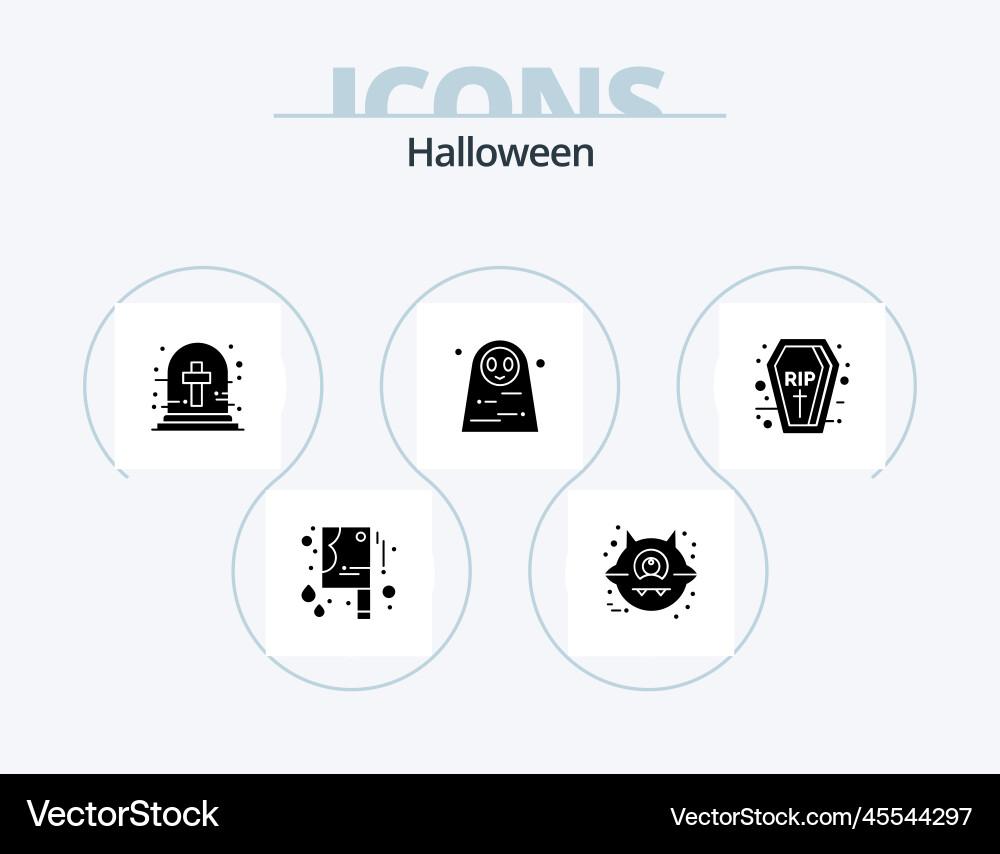 Halloween glyph icon pack 5 icon design rip Vector Image
