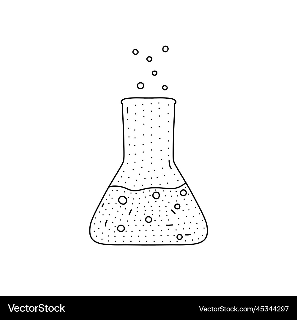 Hand drawn flask with liquid icon in doodle style Vector Image